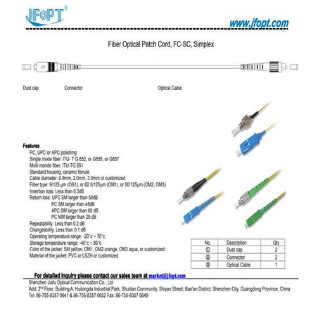 Optical patch cord fc sc simplex | PDF | Technology & Computing