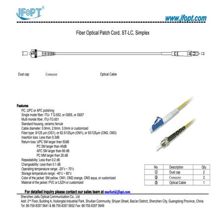 Optical patch cord st lc simplex | PPT