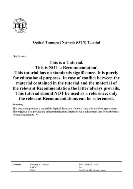 Optical Transport Network | PPT