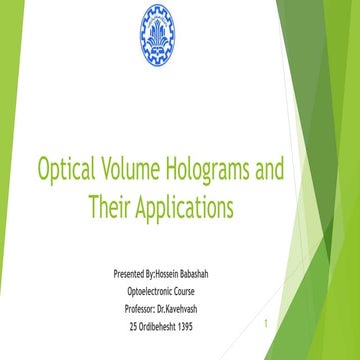 Optical volume holograms and their applications | PPT