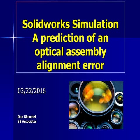 Optics Alignment Error Prediction Ppt 