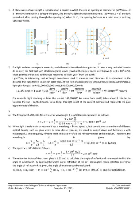 Fraunhoffer diffraction | PPTX | Physics | Science
