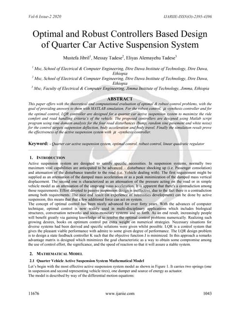 PID Control for active Susupension in Autonomous vehicles | PPT