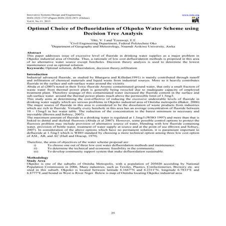Optimal choice of defluoridation of okpoko water scheme using decision ...