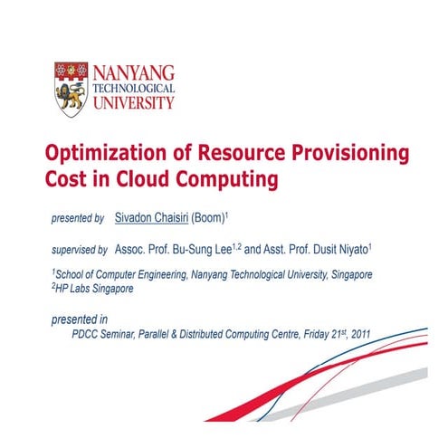 Optimization of Resource Provisioning Cost in Cloud Computing | PDF