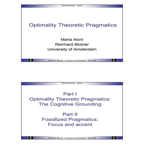 Optimality%20 Theoretic%20 Pragmatics | PDF | Science