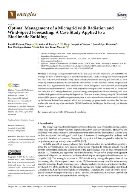 Optimal Management Of A Microgrid With Radiation And Wind Speed