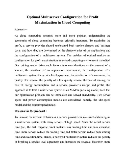 Optimal Multiserver Configuration For Profit Pdf