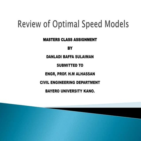 Review of Optimal speed models | PPTX | Physics | Science