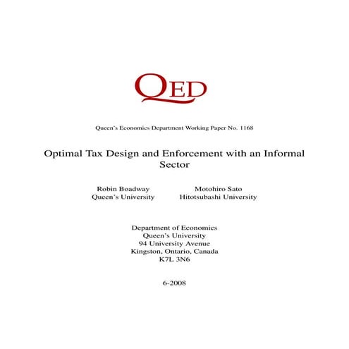 Optimal tax design and enforcement with an informal sector | PDF