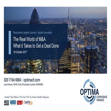 The Real World of M&A – What it Takes to Get a Deal Done Philip Ellis ...