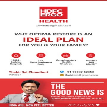Optima restore health insurance HDFC_Ergo_Health 7008762353 | PDF