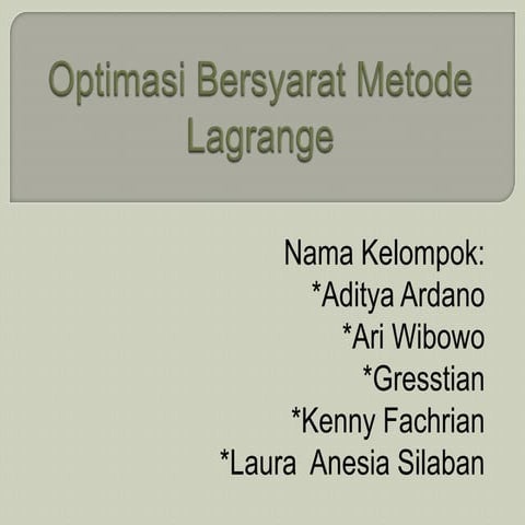 Optimasi bersyarat metode | PPTX