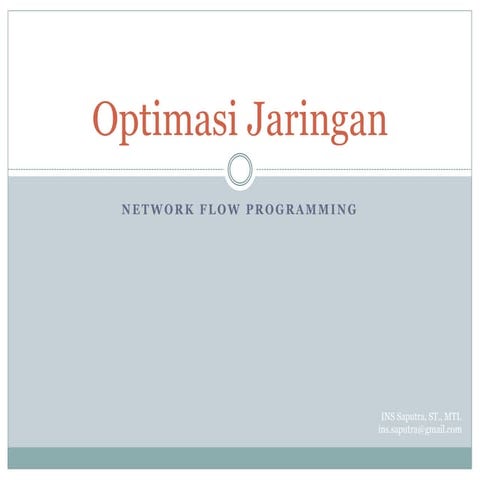 Optimasi Jaringan dan Formulasi Diagram jaringan | PPTX