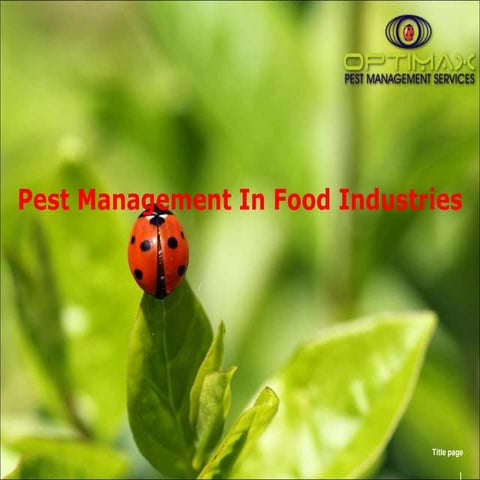 Pest Management for Restaurants and Food Service Businesses | PDF