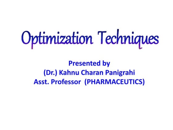 Optimization techniques | PPTX