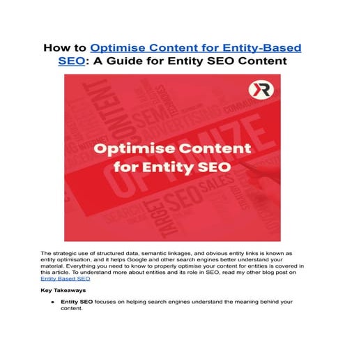 Optimise Your Content for Entity-Based SEO | PDF