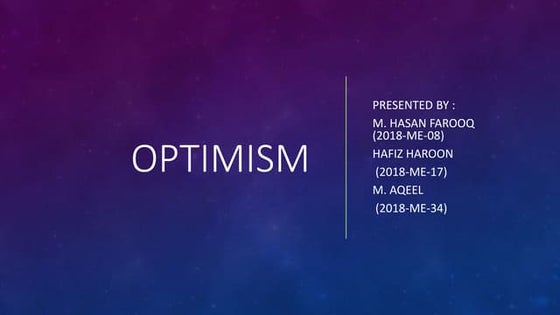 Optimism | PDF