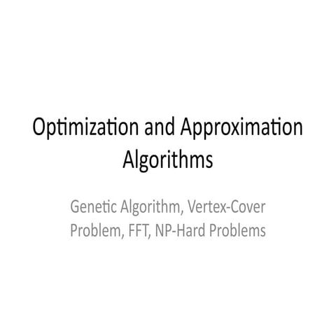 Optimization Algorithms And Problems Pptx