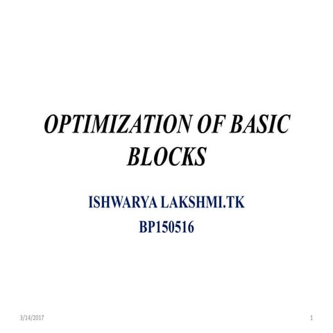 Optimization Of Basic Blocks Pptx Programming Languages Computing