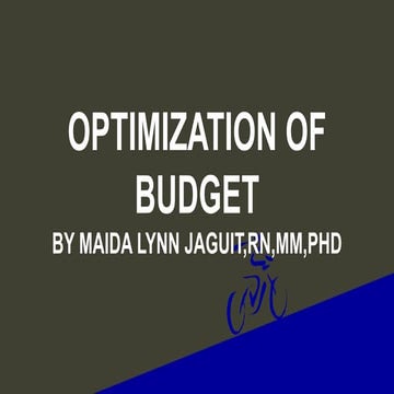 Optimization of budget | PPT