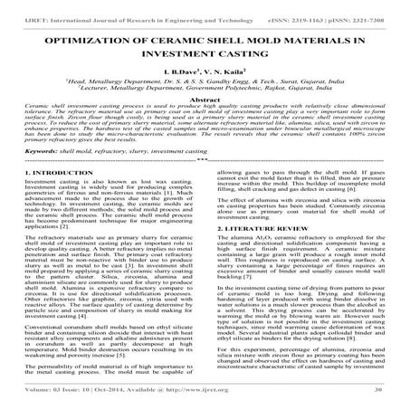 Optimization of ceramic shell mold materials in investment casting | PDF