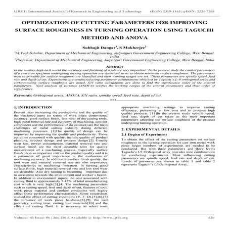 Optimization Of Cutting Parameters For Improving Surface Roughness In