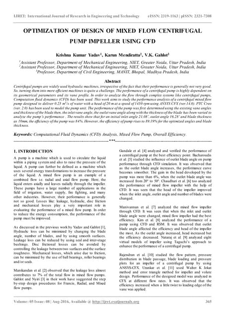 Ansys-CFX analysis to design the diffuser of a multistage pump | PDF