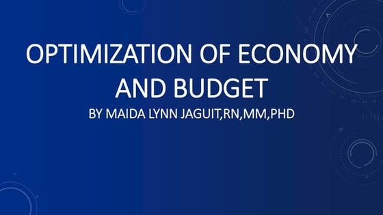 Optimization of budget | PPT