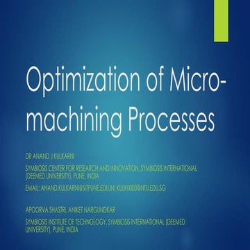Optimization of micro machining processes | PPT