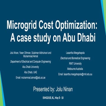 Optimization of Microgrid Cost - Project Ref | PPTX
