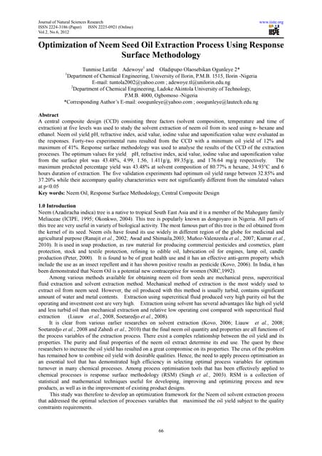 Extraction of Essential Oil from Neem Seed by Using Soxhlet Extraction Methods | PDF