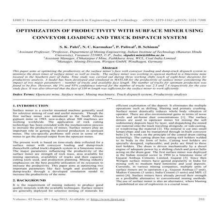 Optimization of productivity with surface miner using | PDF