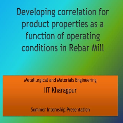 Optimization Of Rebar Production Process Pptx Technology And Computing