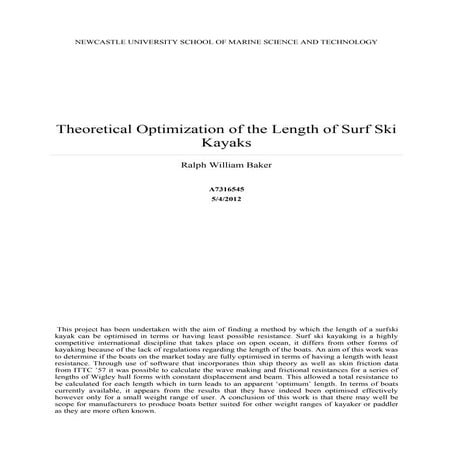 Optimization of the length of a surf ski kayak | PDF