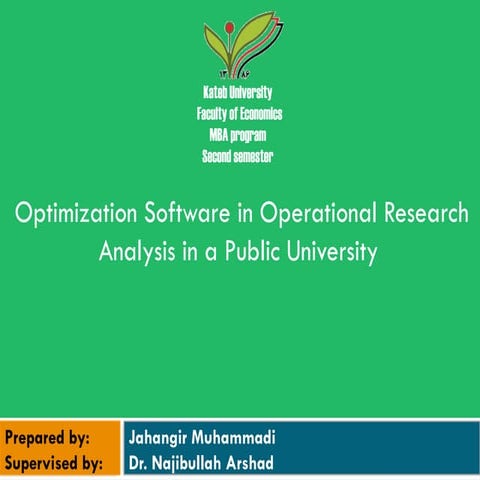 Optimization Software in Operational Research Analysis in a Public ...
