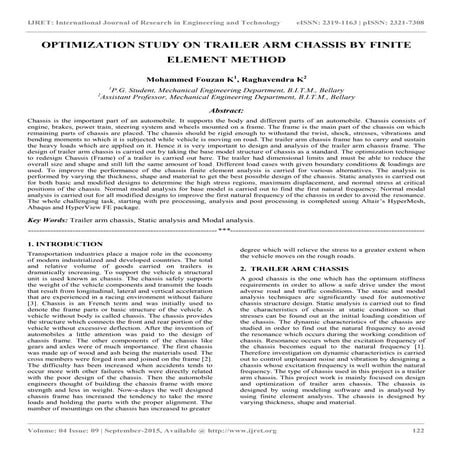 Optimization study on trailer arm chassis by finite element method | PDF