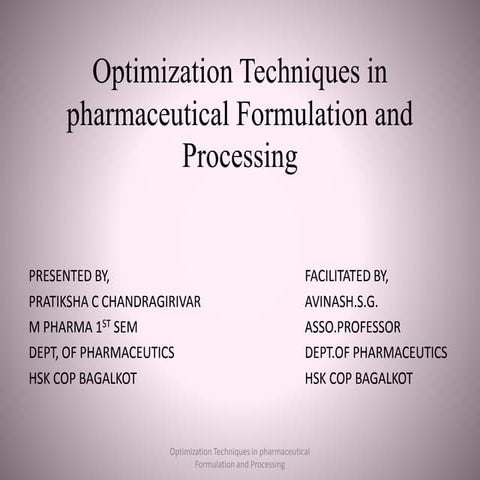 optimizationtechniquesinpharmaceuticalformulationandprocessing ...