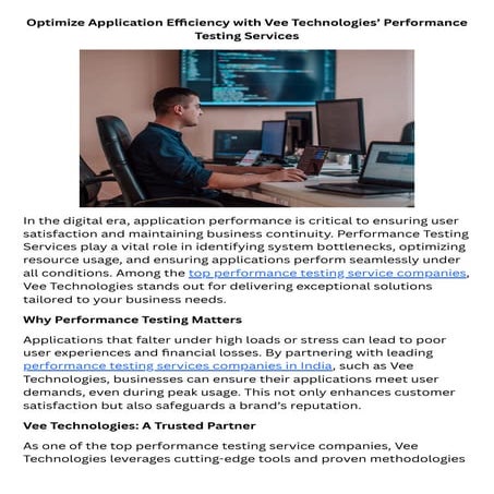 Optimize Application Efficiency with Vee Technologies’ Performance ...