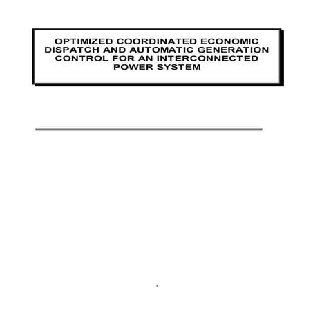 Optimized Coordinated Economic Dispatch And Automatic Generation Control For An Interconnected 