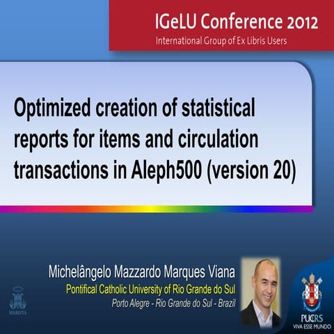 Optimized creation of statistical reports for items and circulation ...