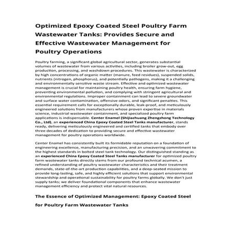 Optimized Epoxy Coated Steel Poultry Farm Wastewater Tanks Provides ...