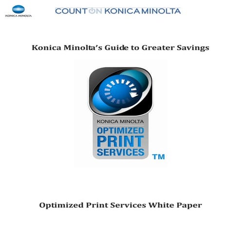 Optimized Print Services White Paper - A Guide to Greater Savings | PDF