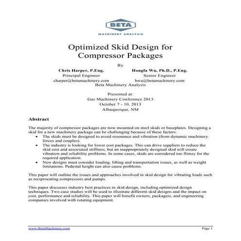 Optimized skid design for compressor packages | PDF