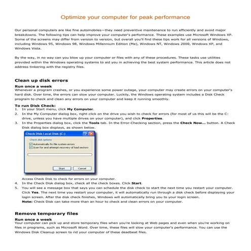Optimize your computer for peak performance | PDF