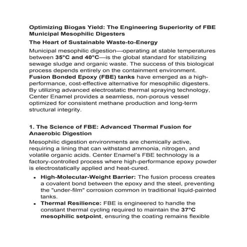 Optimizing Biogas Yield with Fusion Bonded Epoxy (FBE) Tanks for ...