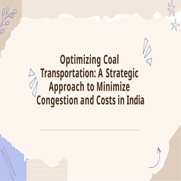 Optimizing Coal Transportation: Optimizing Coal Transportation: A ...