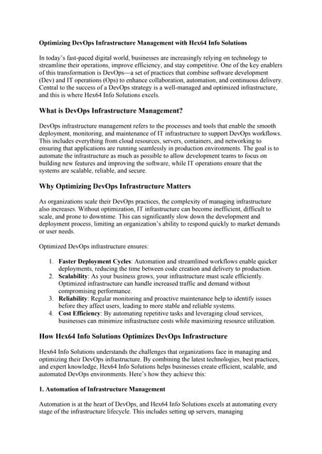 Efficient DevOps Management for Scalable Infrastructure | PDF