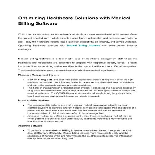Optimizing Healthcare Solutions with Medical Billing Software.pdf