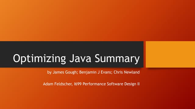 Optimizing Java Notes | PPT Optimizing Java Notes | PPT